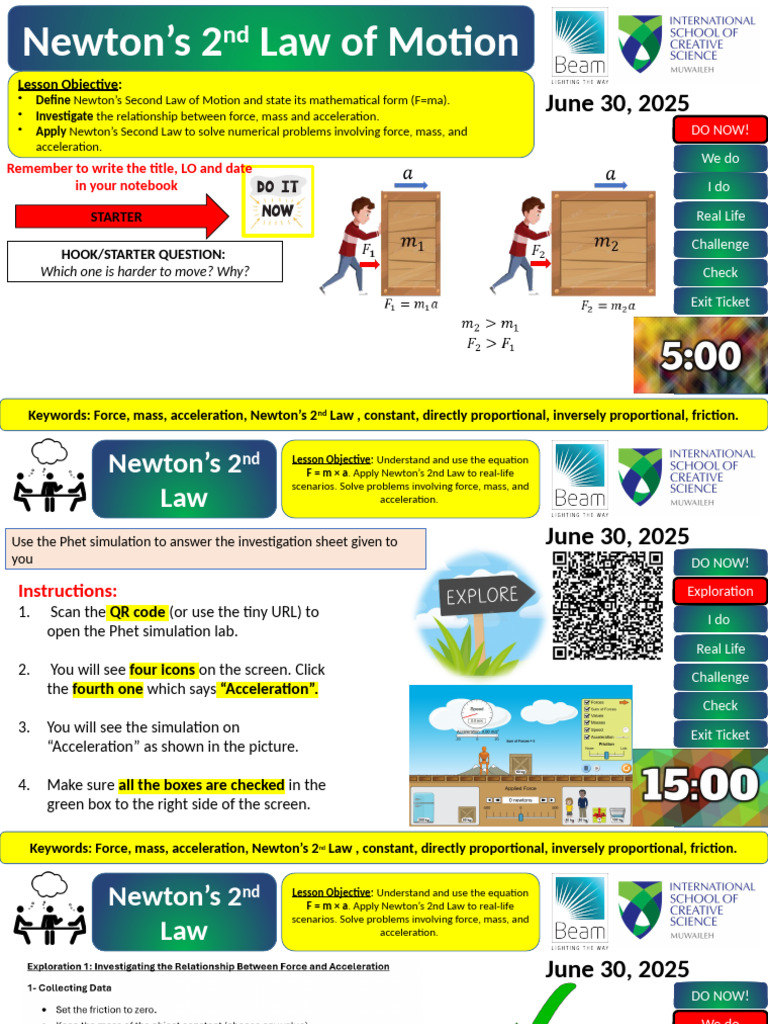 Year 9 - Physics - Newtons 2nd Law Edited | PDF | Force | Mass