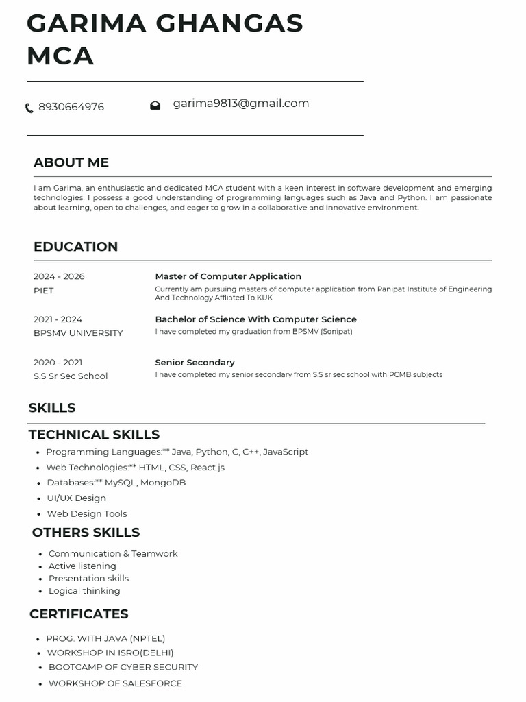 Garima Ghangas Resume | PDF