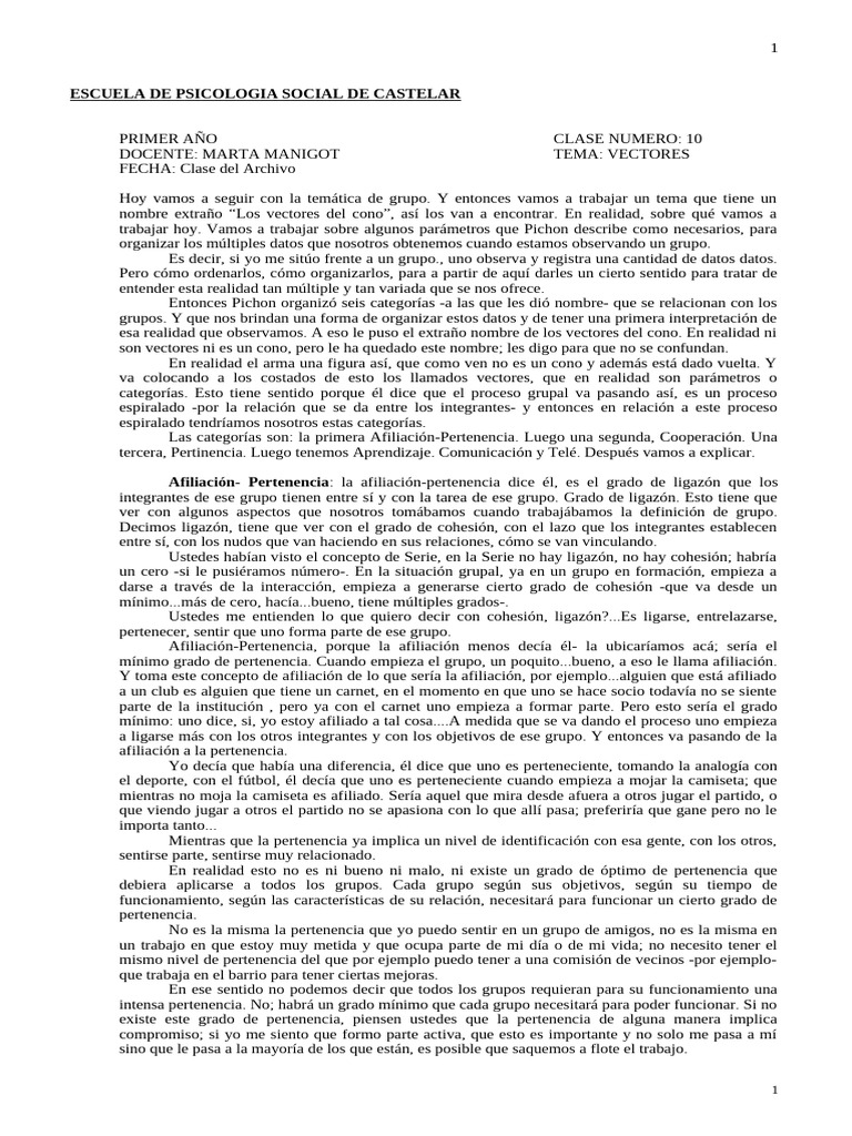 Vectores Del Cono - Pihcón Riviere | PDF | Aprendizaje | Comunicación