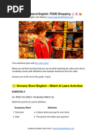 Supermarket Shopping Vocabulary Exercises | PDF