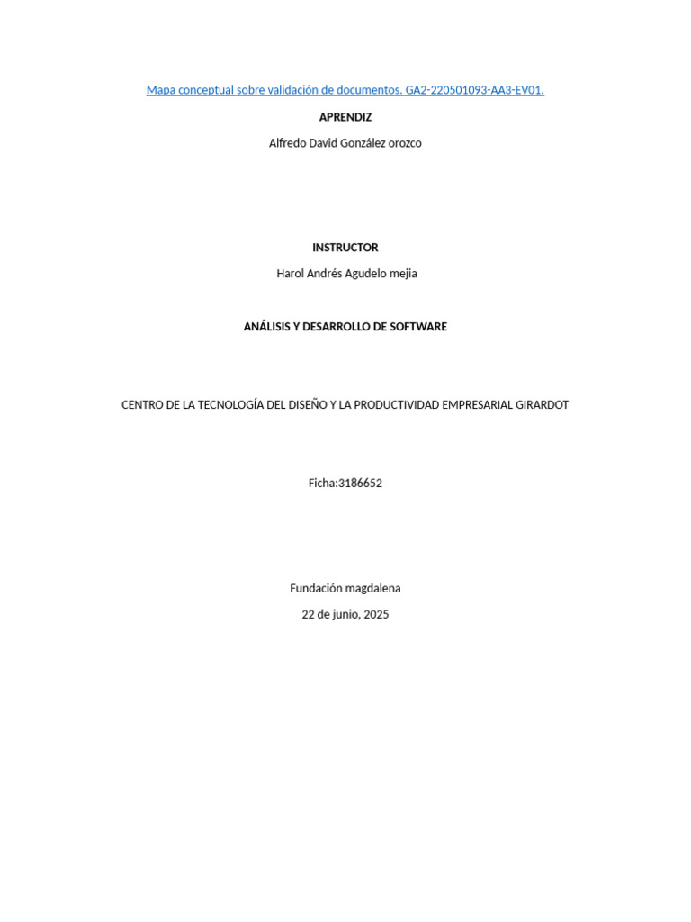 Mapa Conceptual Sobre Validación de Documentos | PDF | Software ...