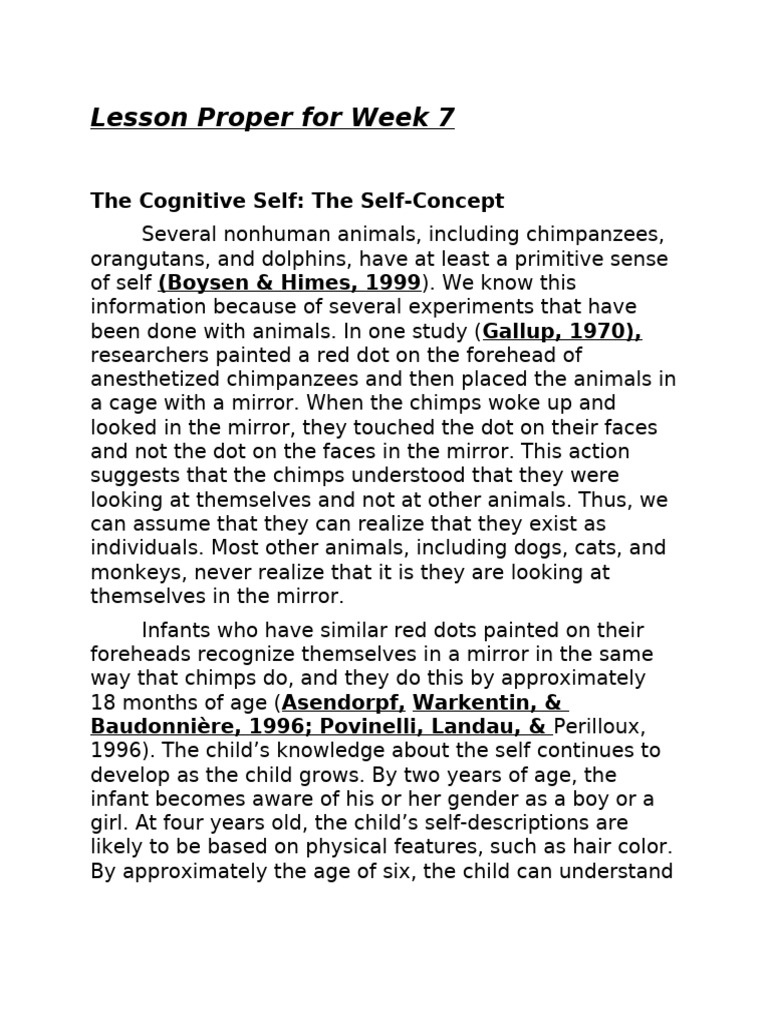 Lesson Proper For Week 7 UTS | PDF | Self Concept | Self Awareness