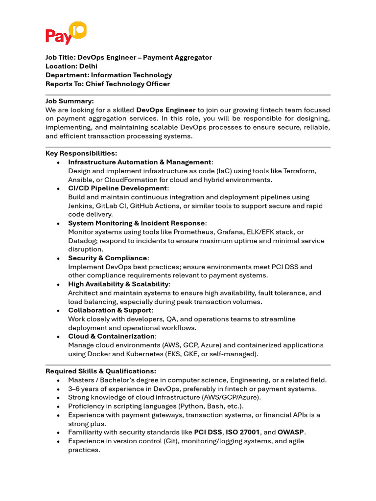 Job Description - DevOps Engineer | PDF