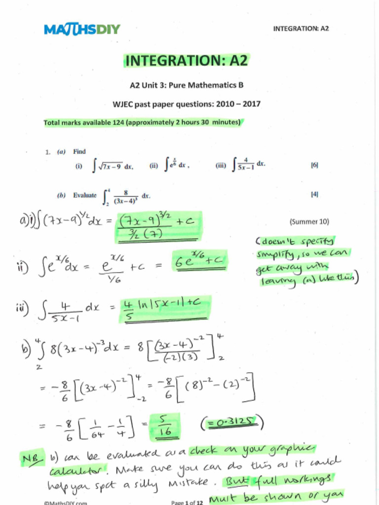 Integration A2 Solutions | PDF