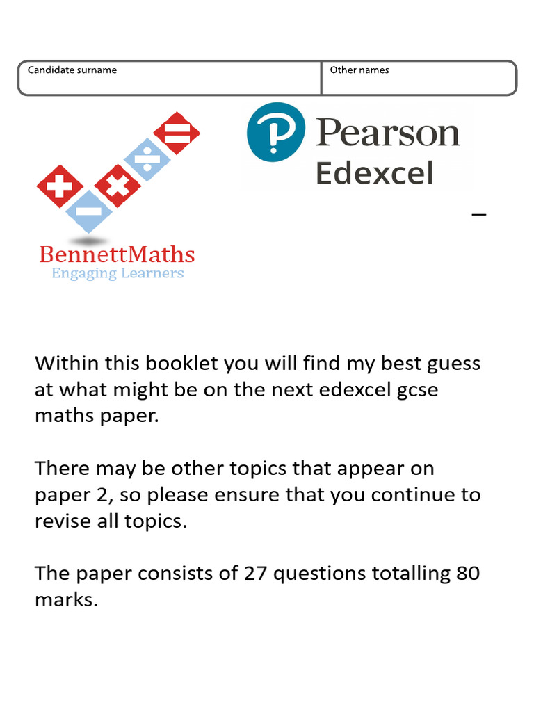 Edexcel GCSE Maths Paper 2 Predictions 2025 | PDF | Area | Mathematics