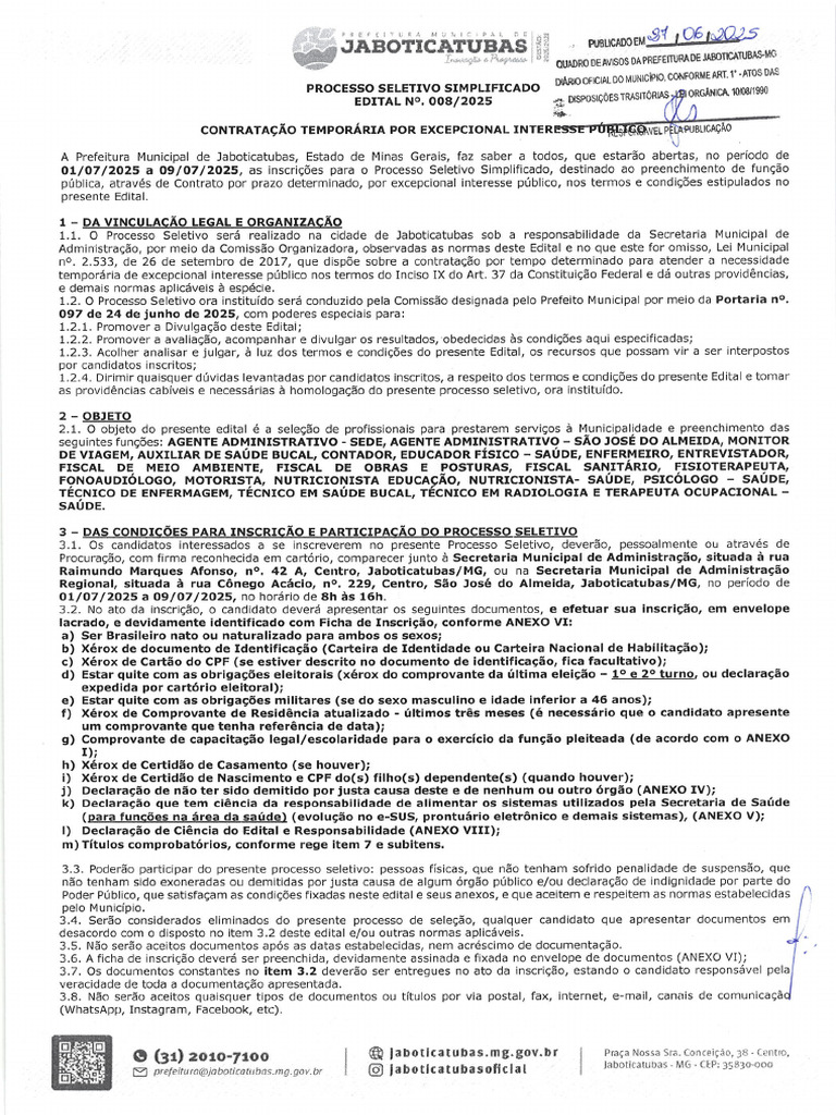 Edital Proc Sel 008 de 2025 | PDF