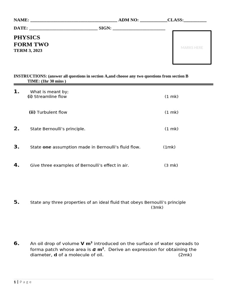 Physics F2 QNST 2024 Teacher - Co - .Ke | PDF | Sound | Force