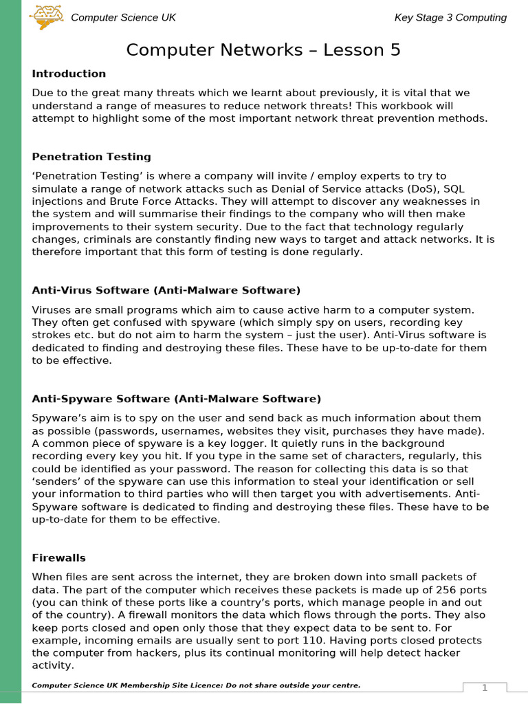 05 Computer Networks - Lesson 5 | PDF | Encryption | Key (Cryptography)