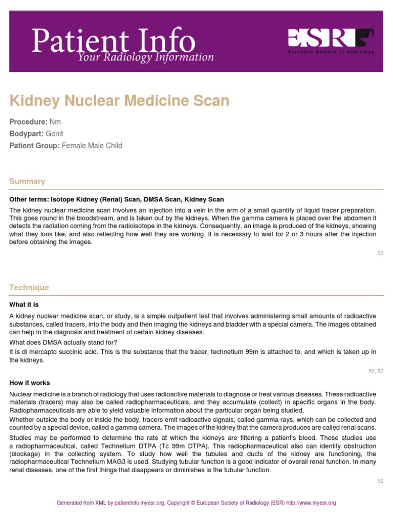 Kidney Nuclear Medicine Scan en | PDF | Nuclear Medicine | Radioactive ...