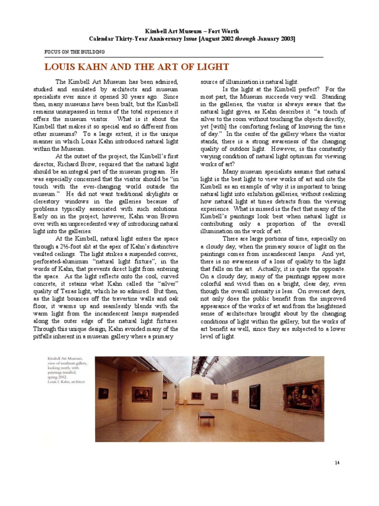 Louis Kahn and The Art of Light | PDF | Lighting | Color