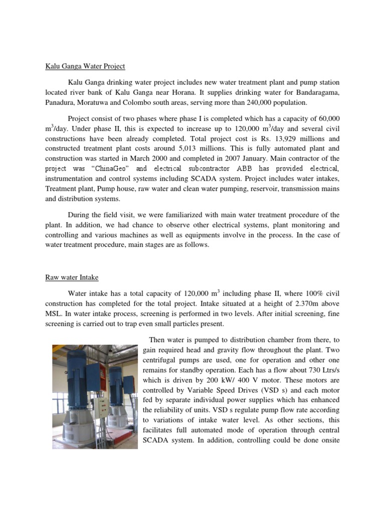 Kalu Ganga Water Project | PDF | Filtration | Water