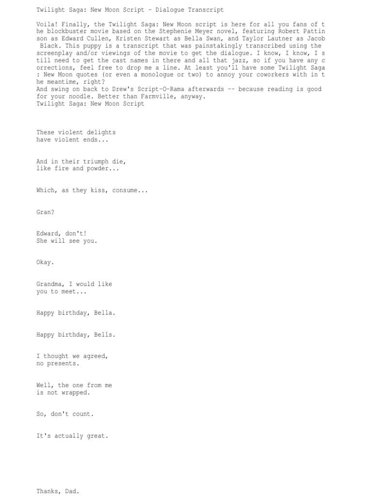 New Moon | PDF | The Twilight Saga (Film Series) | Courtship