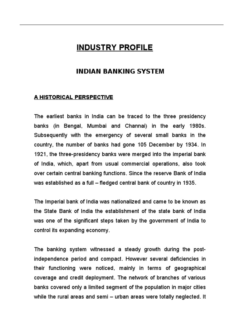 Industry Profile: Indian Banking System | PDF | Banks | Transaction Account