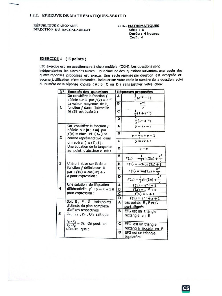 Maths QCM de 2016 À 2023 | PDF