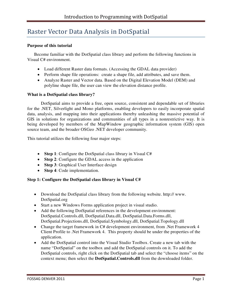 Raster Vector Data Analysis In Dotspatial Pdf Library Computing Tab Gui