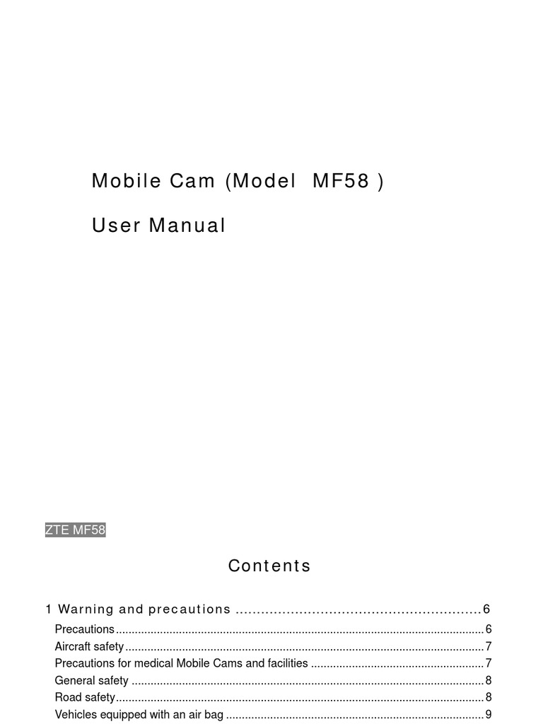 ZTE MF58 Mobile Cam User Manual | PDF | Subscriber Identity Module ...