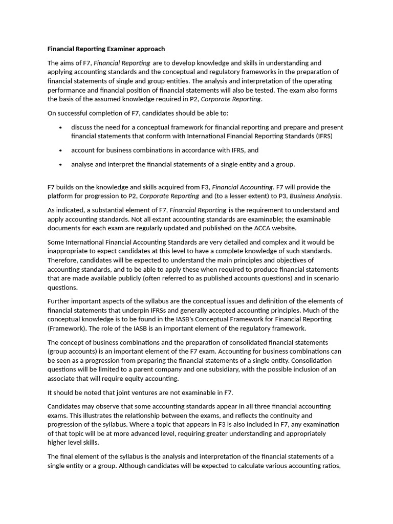 ACCA Financial Reporting Examiner Approach F7 | PDF | Accounting ...