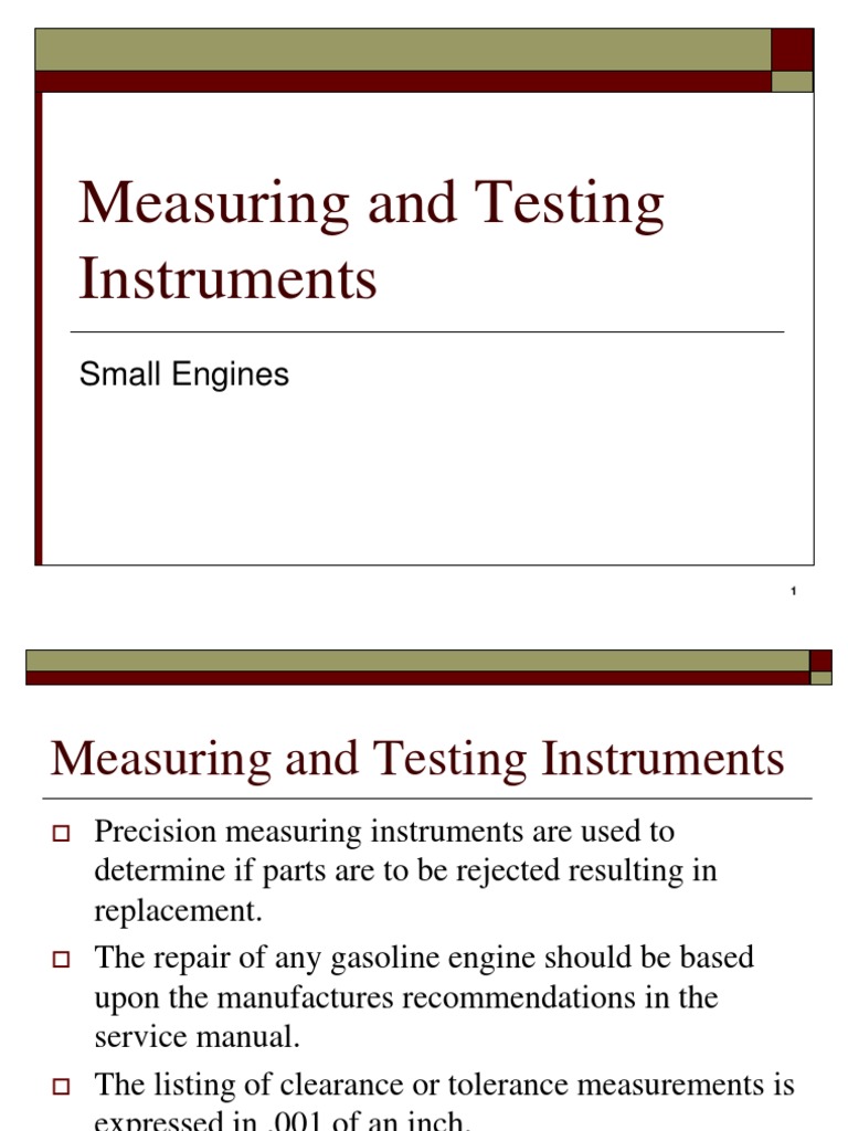 Measuring and Testing Instruments: Small Engines | PDF | Engineering ...