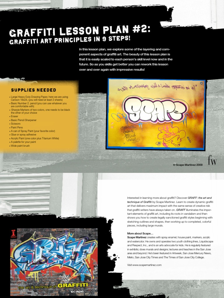 Graffiti Lesson Plan #2:: Graffiti Art Principles in 9 Steps! | PDF