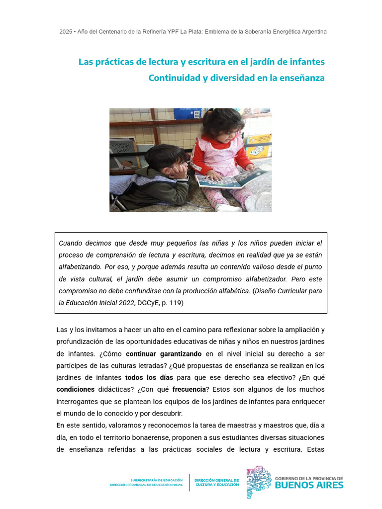 Alfabetización Inicial en Jardines de Infantes | PDF | Educación de la ...