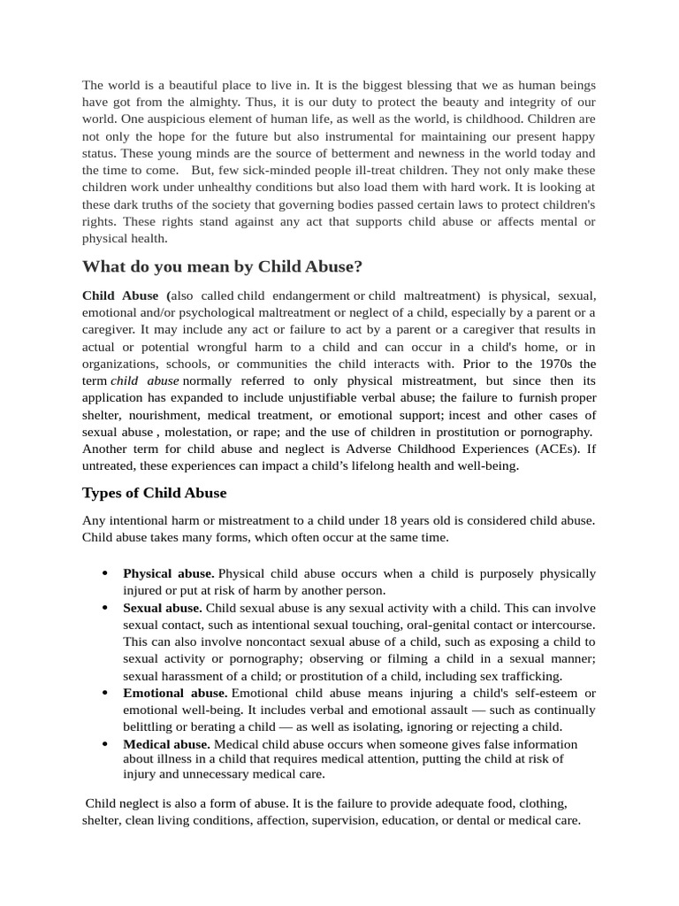 Understanding Child Abuse and Prevention | PDF | Child Abuse | Violence