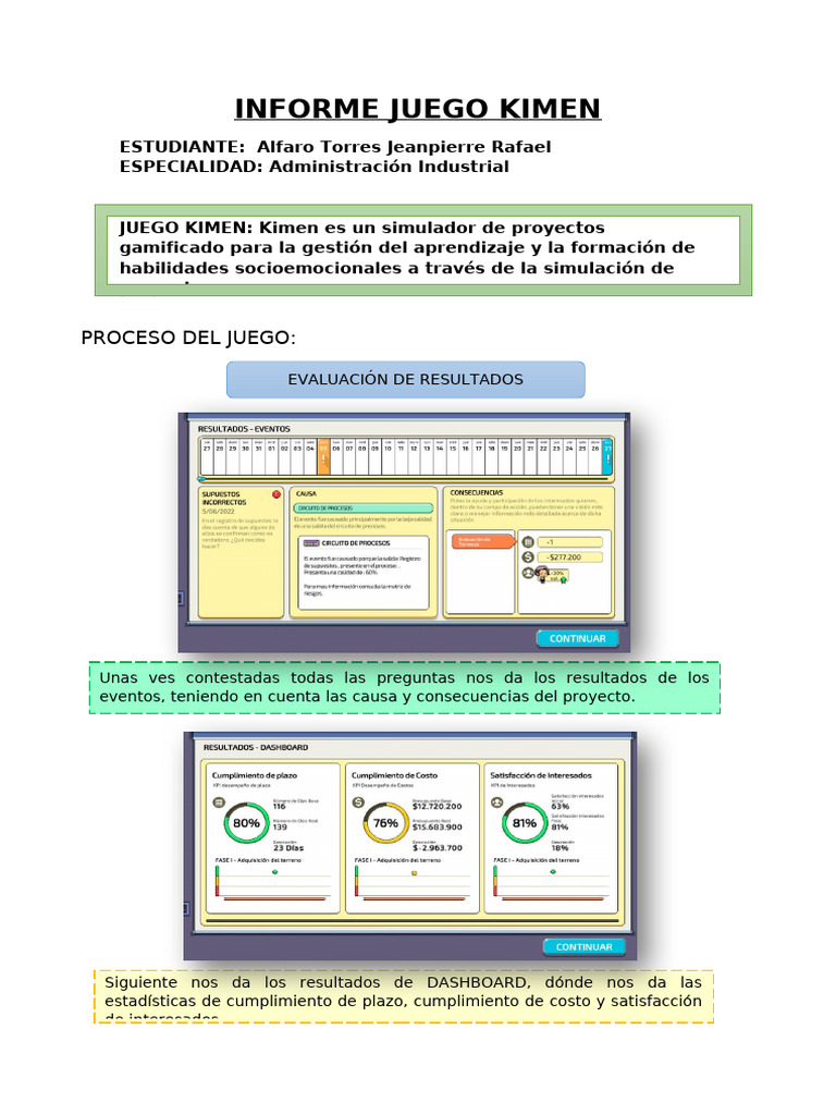 Informe Juego Kimen | PDF