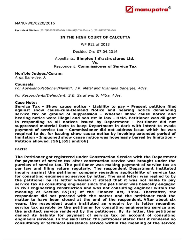 Simplex Infrastructures LTD Vs Commissioner of SeWB | PDF | Supreme ...