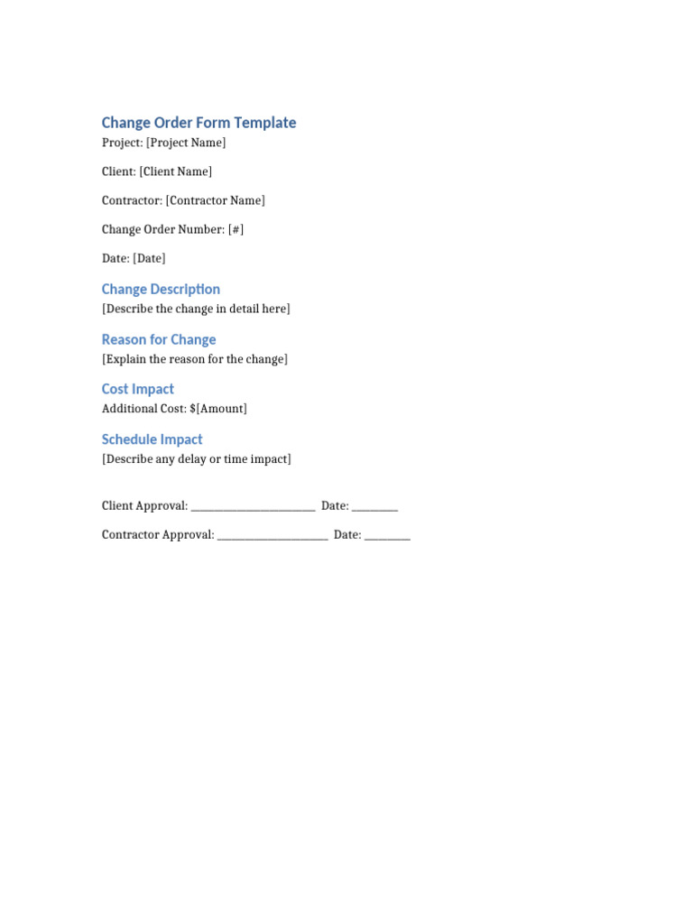 Change Order Form Template-SGS | PDF