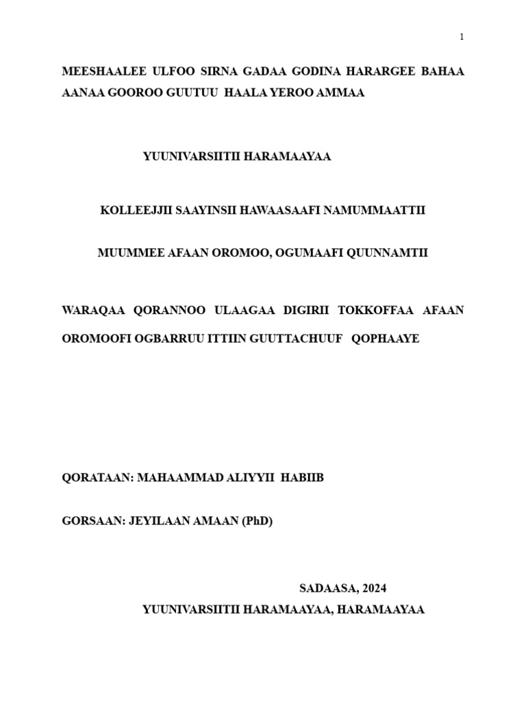 Qorannoo Mahammad Aliyyii Habib | PDF