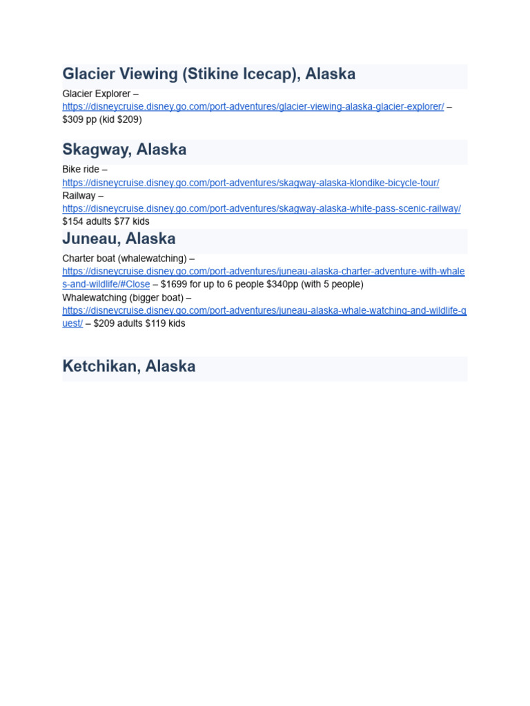 Alaska Excursions | PDF