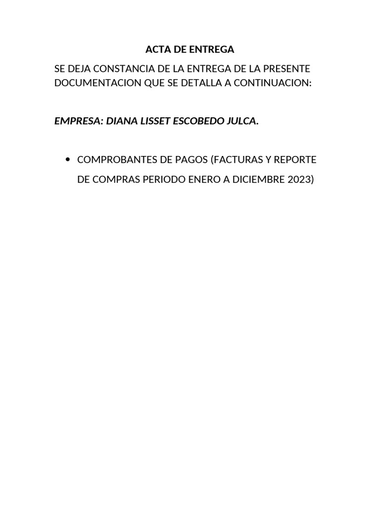 Acta de Entrega | PDF