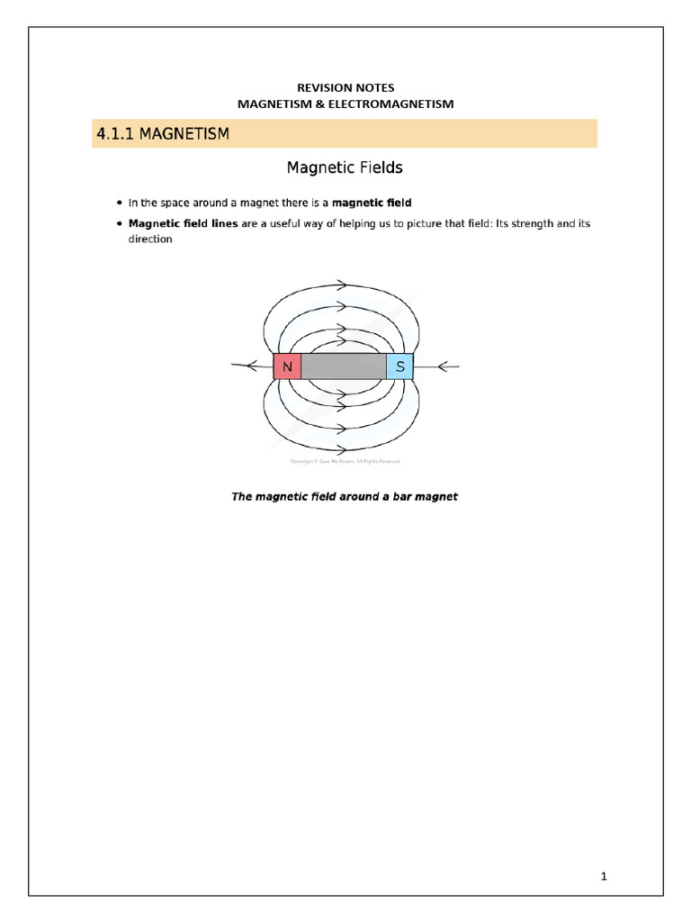 Revision Notes On Magnetism | PDF