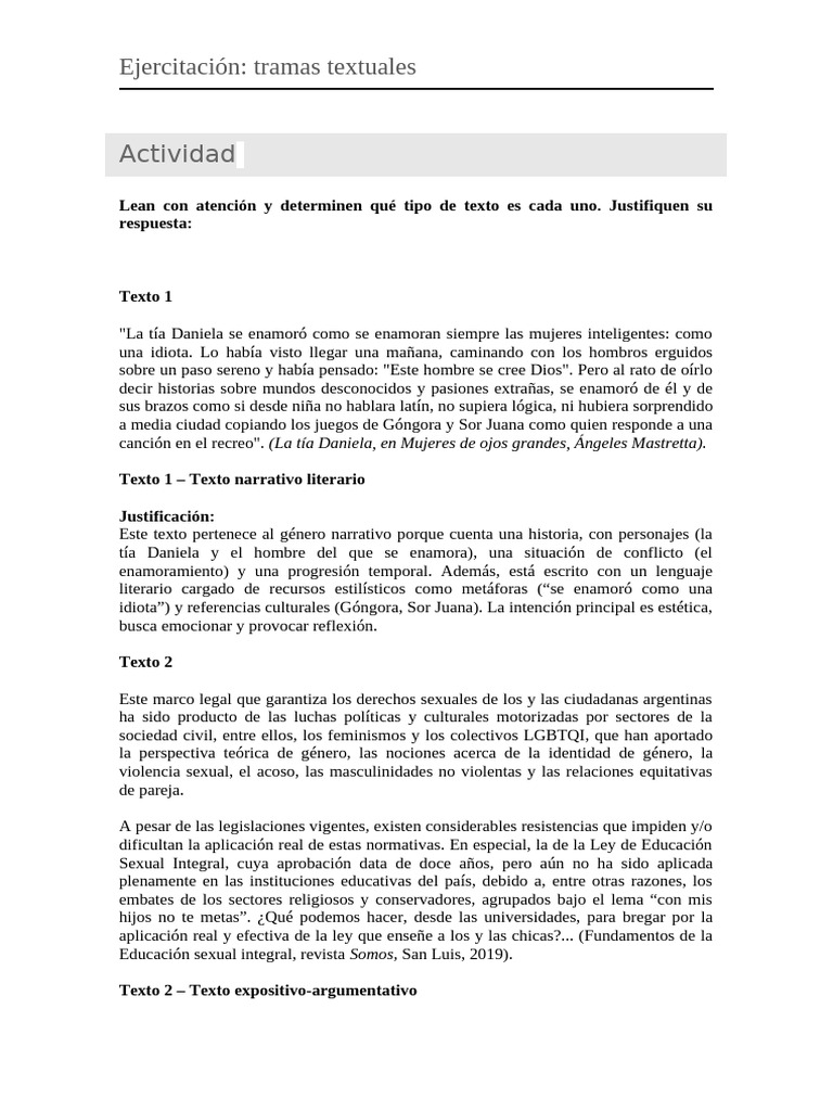Ejercitacion Los Tipos de Textos y Tramas Textuales | PDF | Fenicia
