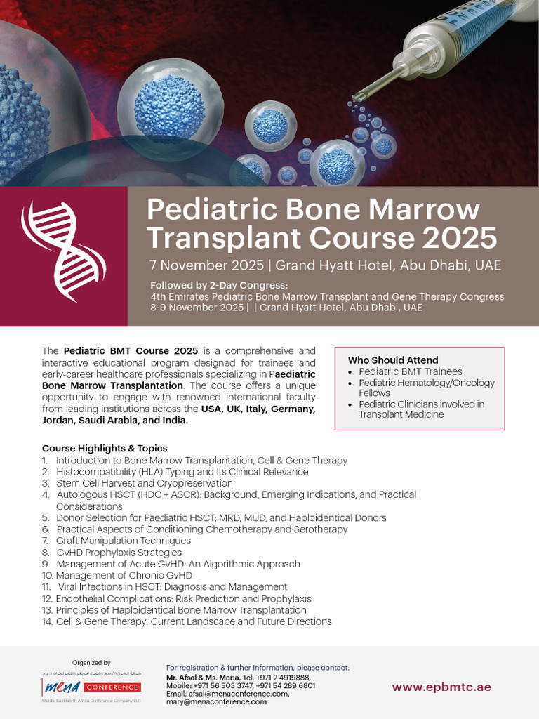 Pediatric Bone Marrow Transplantation Course | PDF | Hematopoietic Stem ...