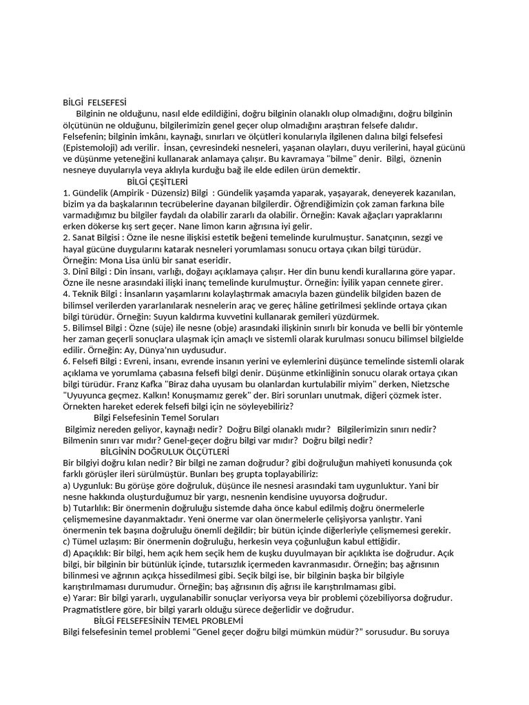 Yks Felsefe Ders Notu | PDF