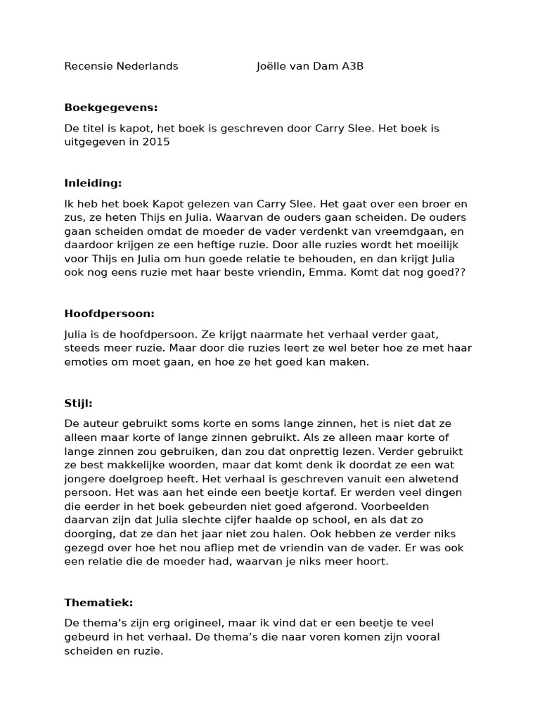 Recensie Nederlands Kapot | PDF
