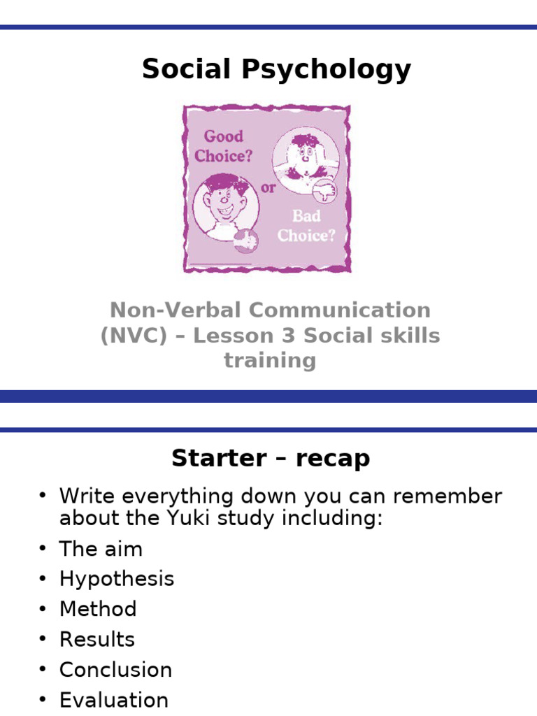 Lesson 3 Social Psychology - Social Skills New | PDF | Nonverbal ...