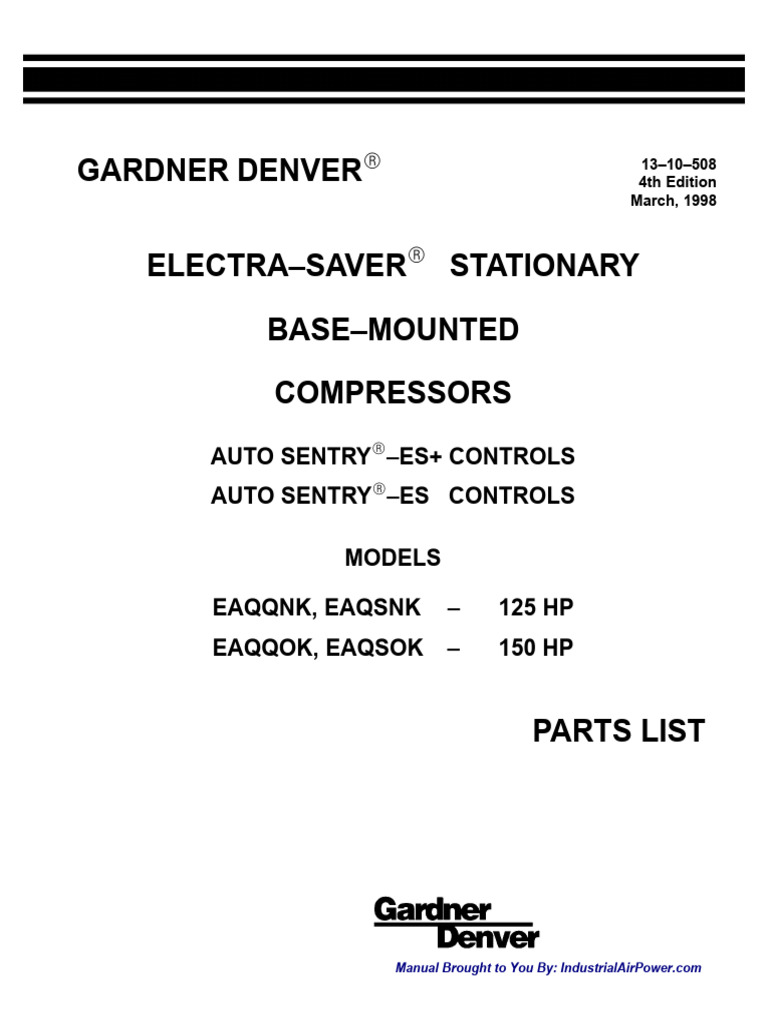 Gardner Denver Compressor Parts Manual | PDF | Mechanical Engineering ...