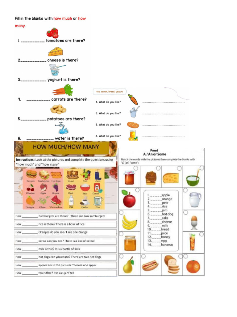 HOW MANY - MUCH - FOOD VOC | PDF