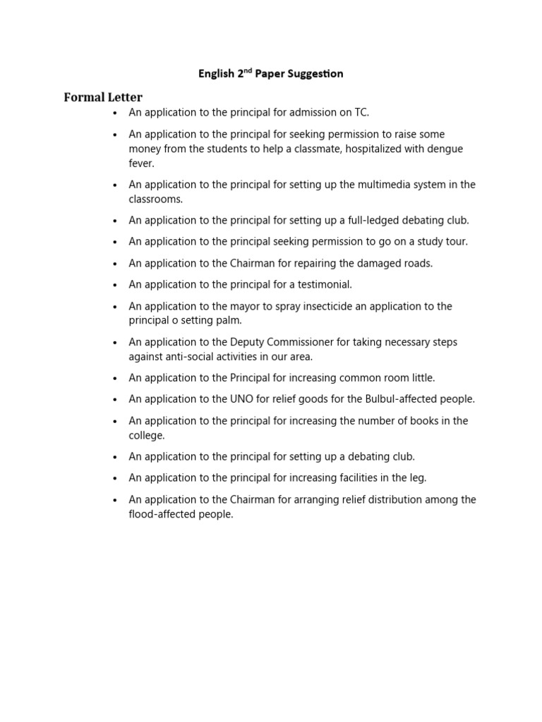 English 2nd Paper Suggestion | PDF