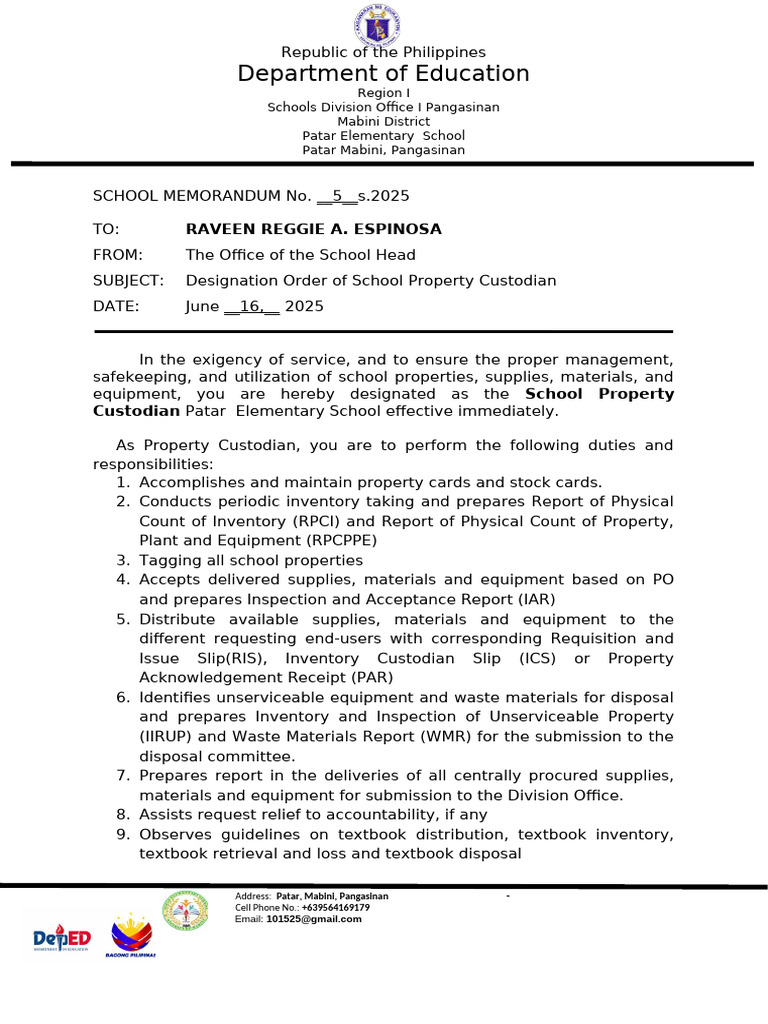 School Property Custodian Designation | PDF | Chess Openings | Chess