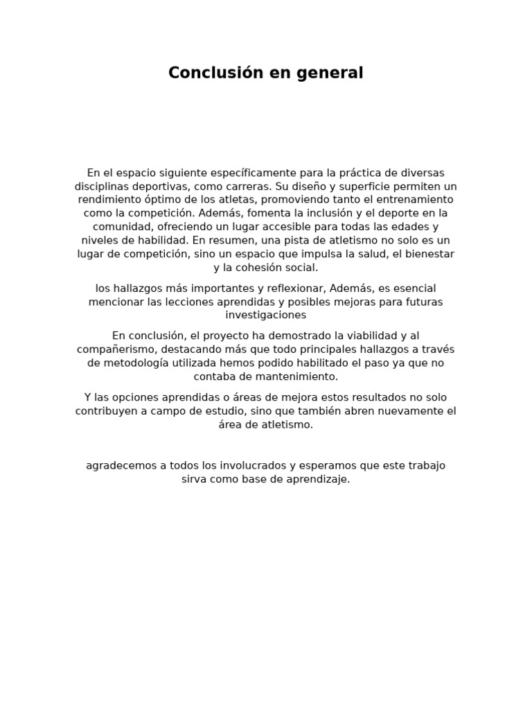 Conclusión en General Del Proyecto | PDF