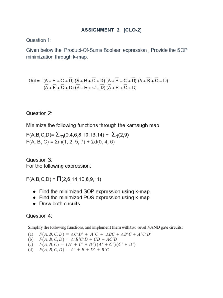 K-map Boolean Expression Minimization | PDF