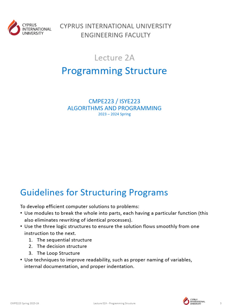 02A Programming Structure CMPE223 | PDF | Computer Programming | Control Flow