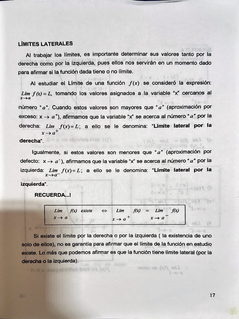 Límites Laterales en Funciones Matemáticas | PDF | Función (Matemáticas ...