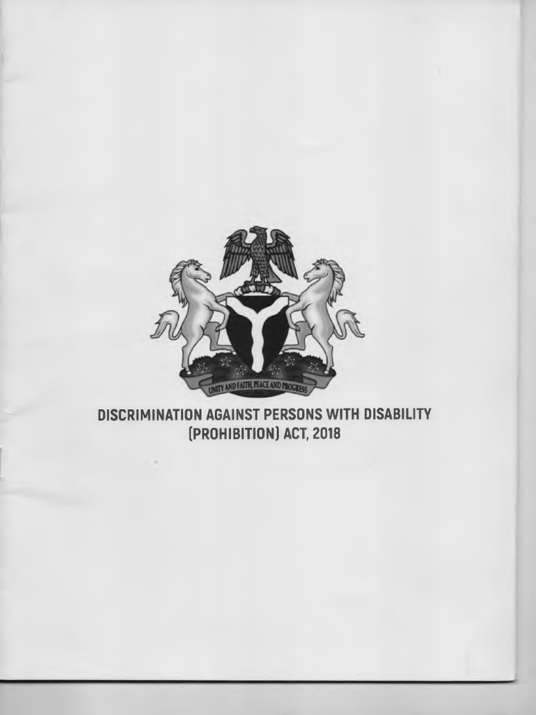 Nigerian Asented Discrimination Against PWDs Prohibition Act 2018 | PDF | Accessibility | Disability
