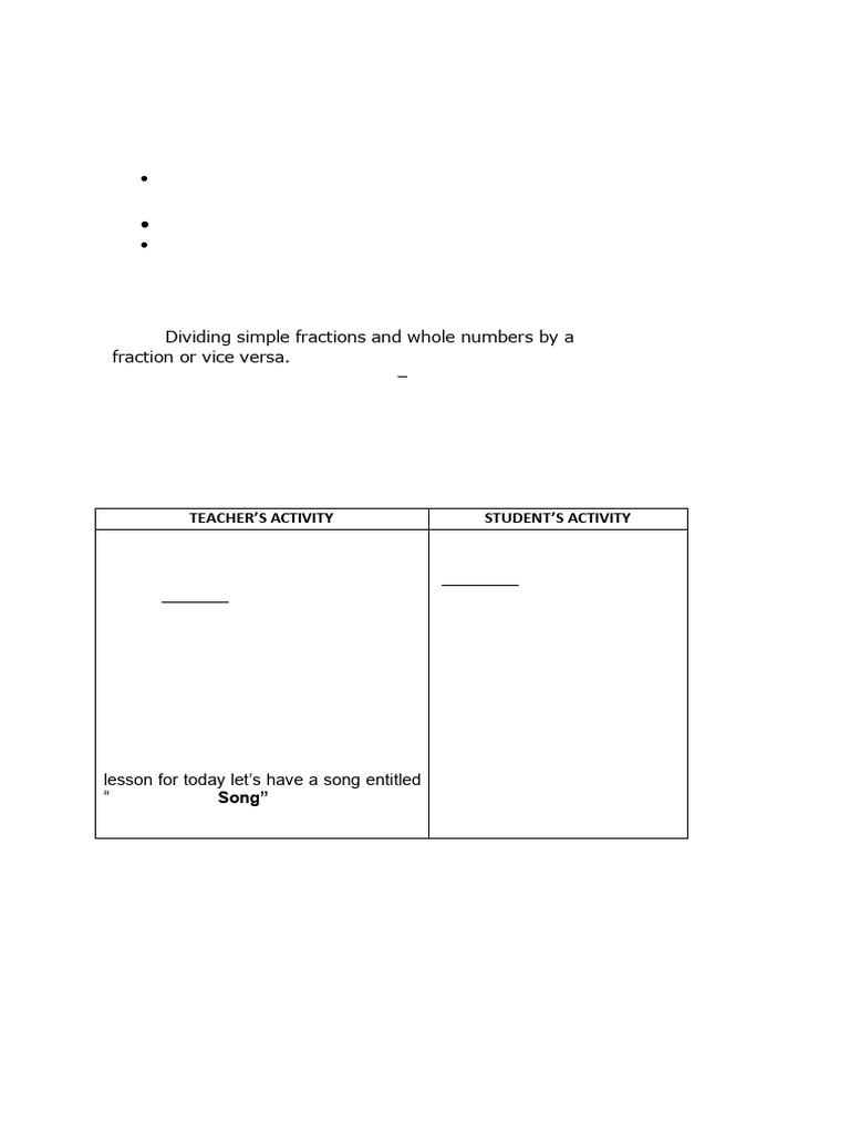 Detailed Lesson Plan 4 Division of Fraction | PDF | Learning