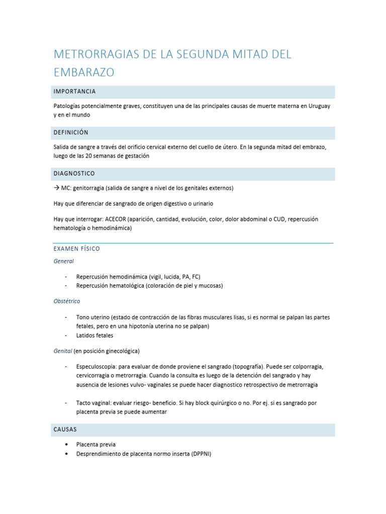 Metrorragias de La Segunda Mitad Del Embarazo | PDF | El embarazo ...