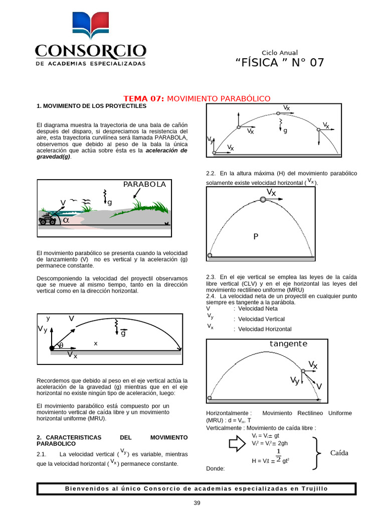 07 Movimiento Parabólico | PDF | Aceleración | Ingeniería mecánica