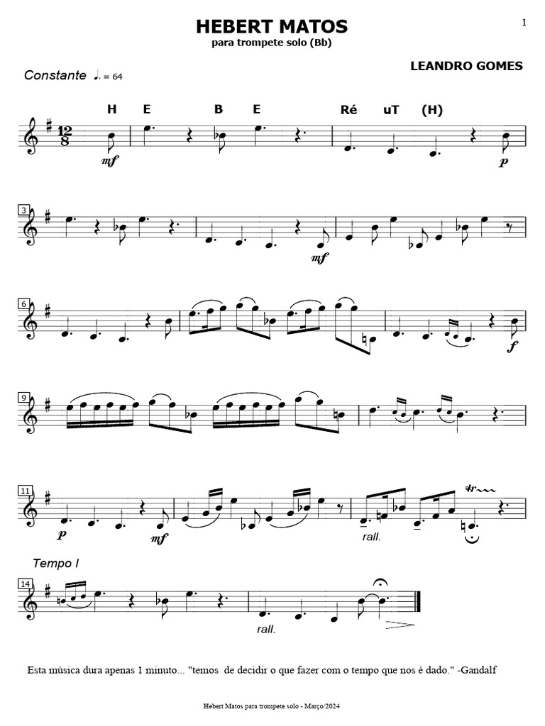 Hebert Matos para Trompete Solo - Leandro Gomes Op.1 | PDF | Formas ...